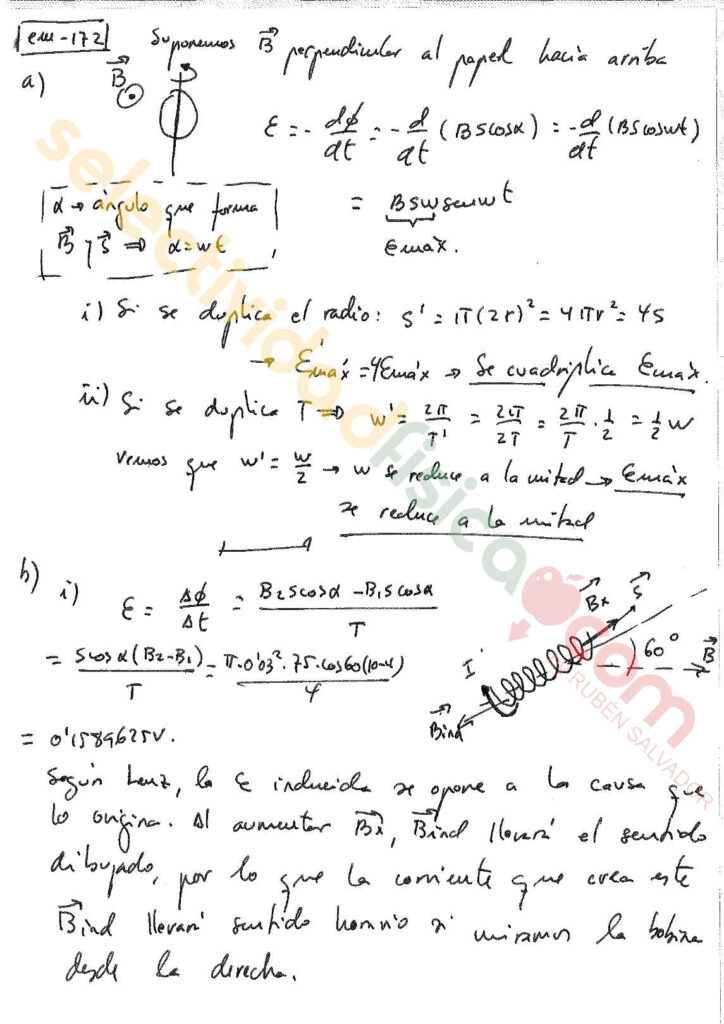 Ejercicio resuelto selectividad física Electromagnetismo-172 ...
